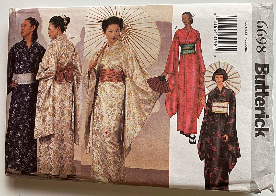 Adult's Easy Japanese Kimono Wrap Robe Obi & Sash, Butterick 6698 ...