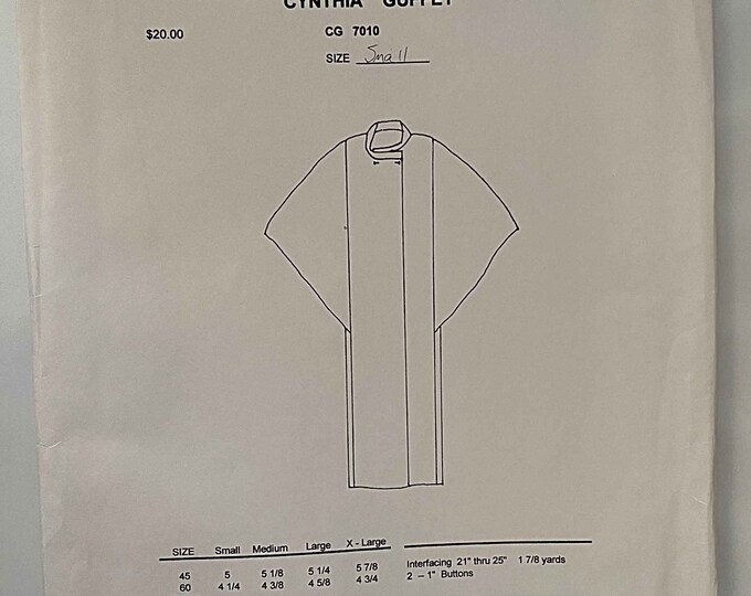 RARE Vintage Cape Coat Sewing Pattern #CG7010 by Cynthia Guffey UNCUT ...