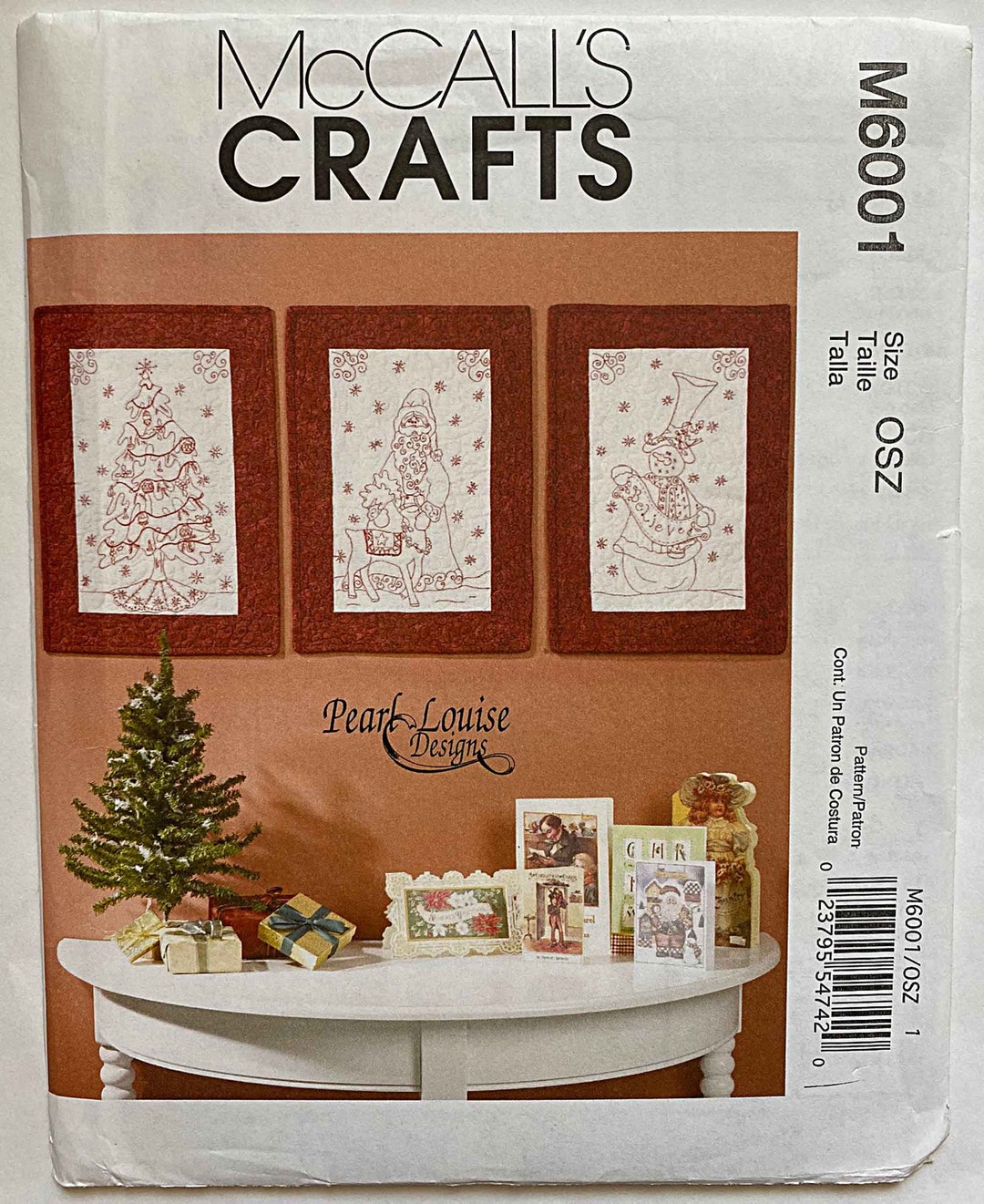 Winter Holiday Redwork Mini Wall Quilt Patterns Mccalls 6001 UC 13" X ...