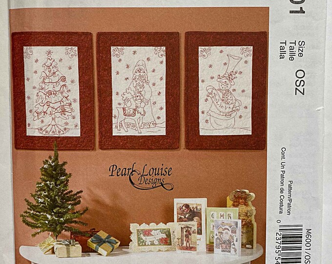Winter Holiday Redwork Mini Wall Quilt Patterns Mccalls 6001 UC 13" X ...