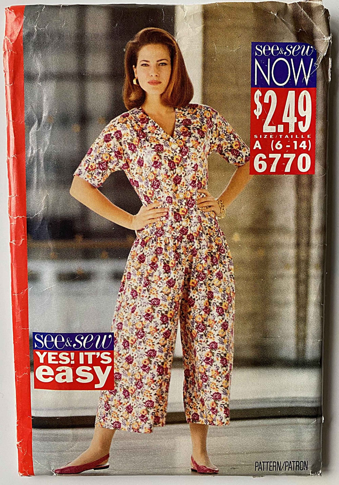 RARE Vintage 90's Easy to Sew Misses' Wide Legged Jumpsuit See & Sew ...