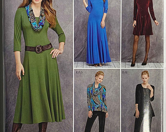 RARE Easy Misses' Knits Only Dress in 3 Lengths Tunic Top Pants Cowl ...