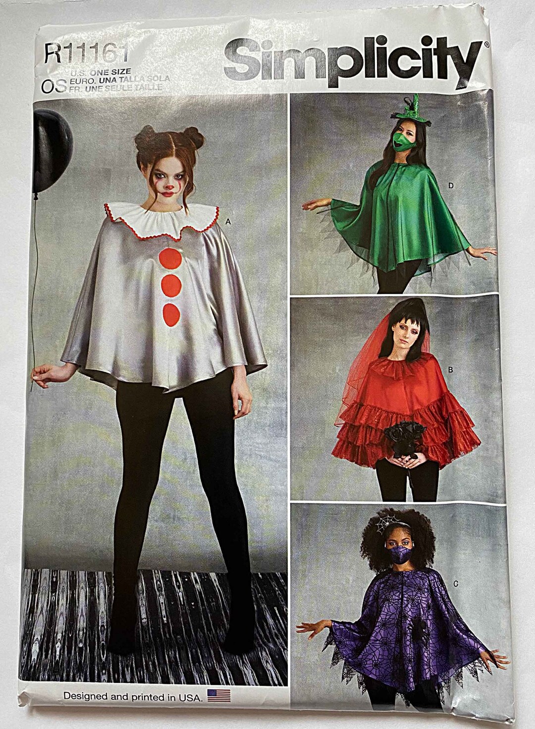 Misses' Poncho Costumes and Face Masks Simplicity R11161 9350 Sewing ...