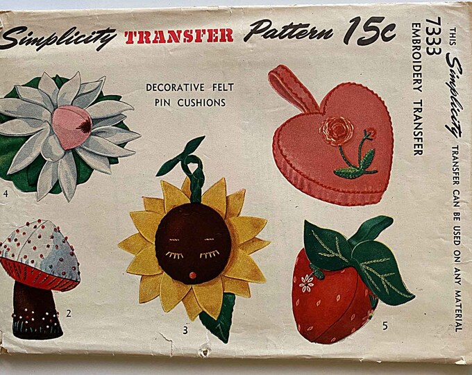 RARE Vintage 1940's Embroidery Transfer Decorative Pincushions ...