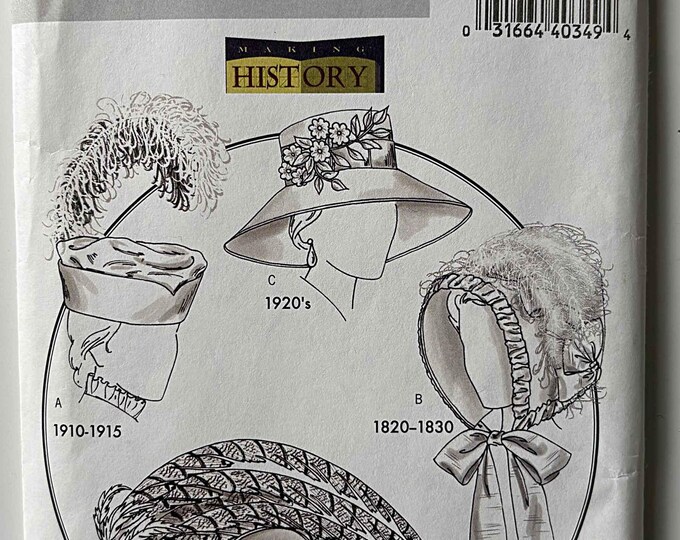 Historical Hats and Bonnet Butterick 4697 Sewing Pattern UNCUT S-M-L ...