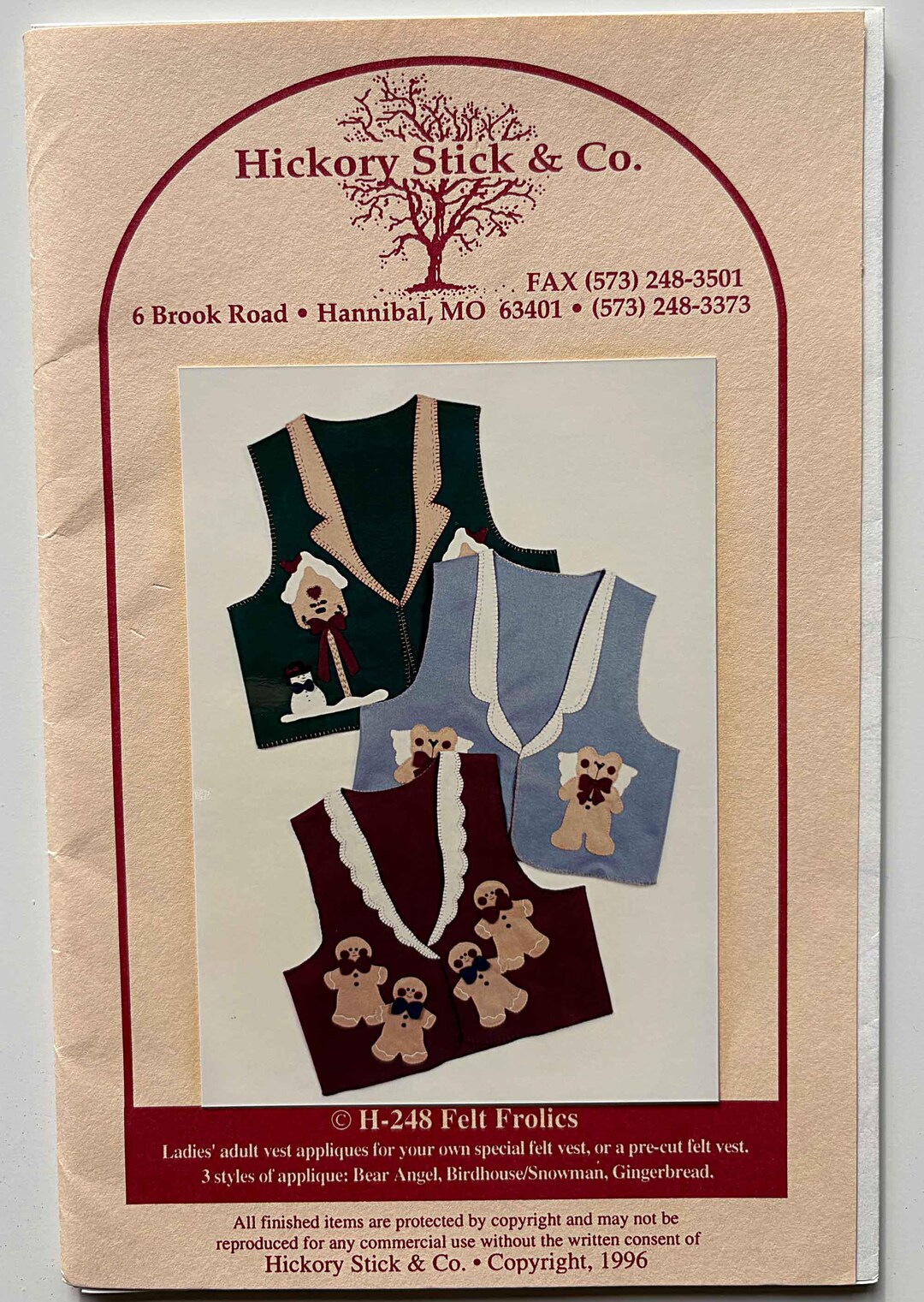 RARE Vintage 90's Felt Frolics Appliqué Designs Bear, Gingerbread ...