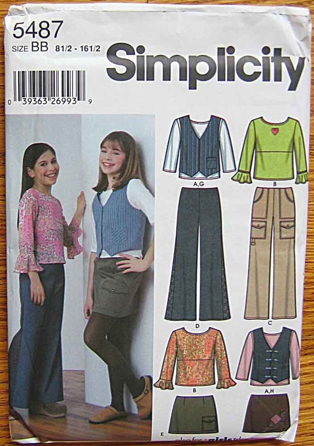 Children's, Girl's Pants, Skirt, Vest and Knit Top, Simplicity 5487 ...
