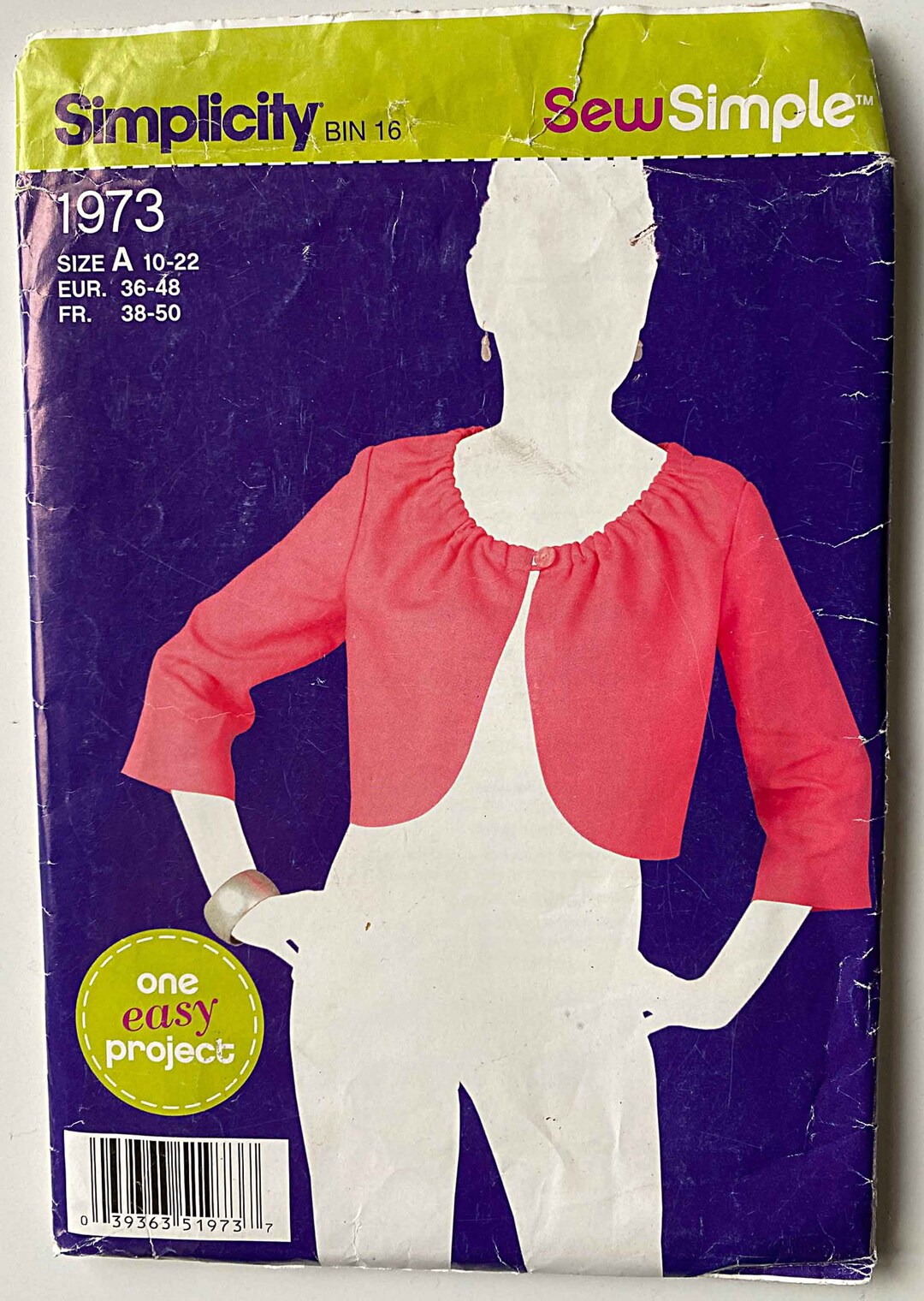 Easy Misses' Bolero Jacket, Shrug Simplicity 1973 Sewing Pattern UNCUT ...