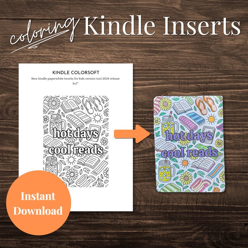 Coloring Kindle Inserts | Summer Printable for ADHD Brain | Dopamine ...