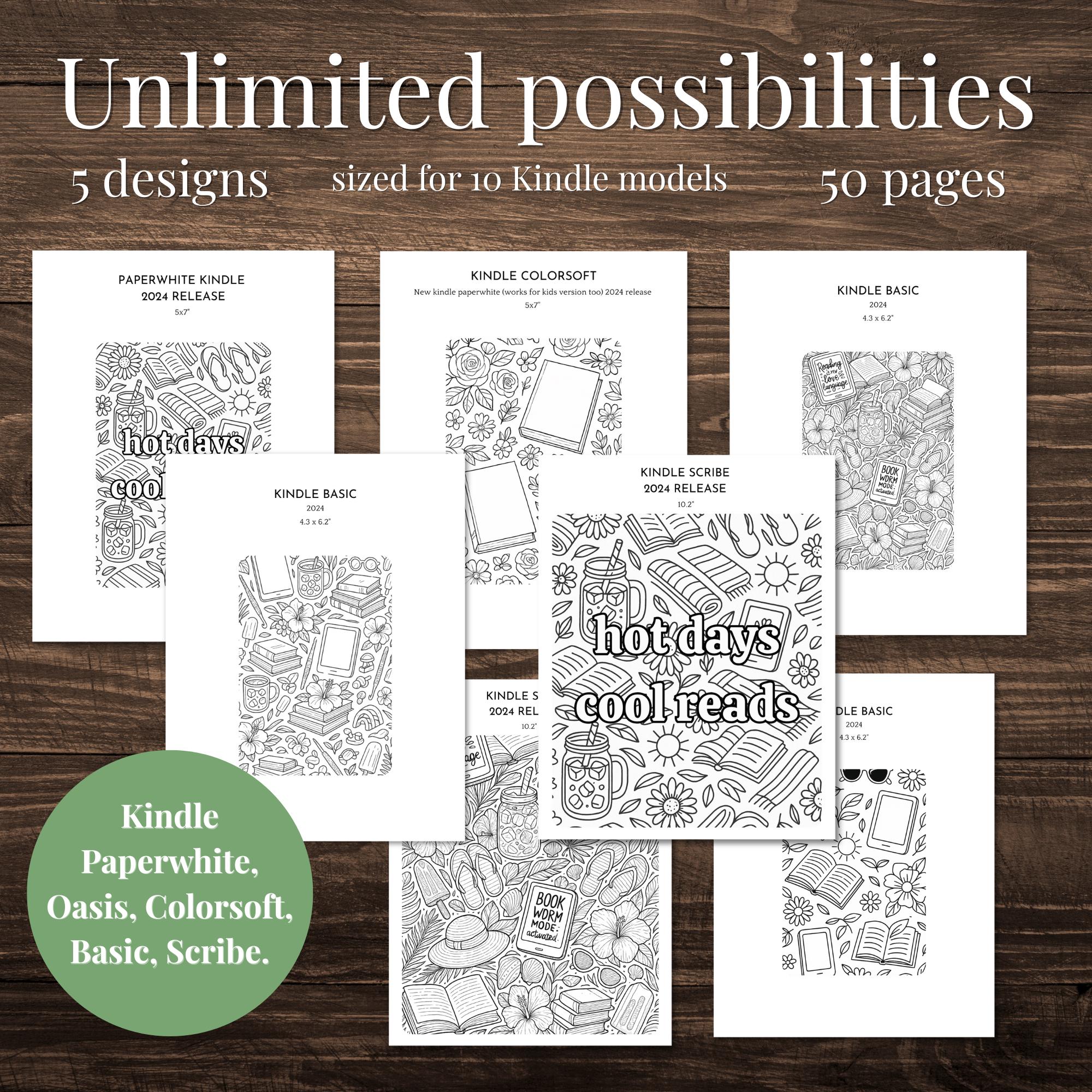 Coloring Kindle Inserts | Summer Printable for ADHD Brain | Dopamine ...