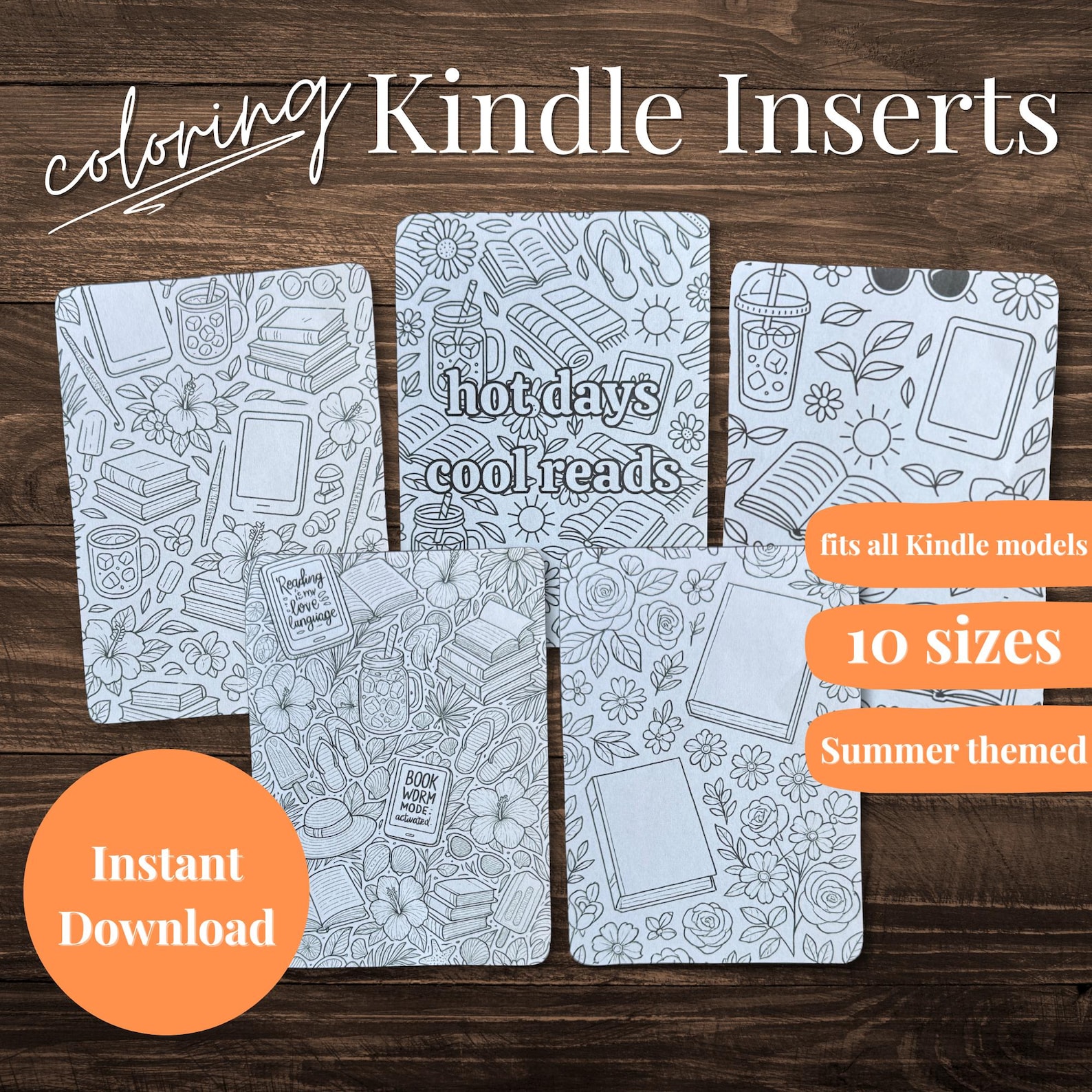 Coloring Kindle Inserts | Summer Printable for ADHD Brain | Dopamine ...