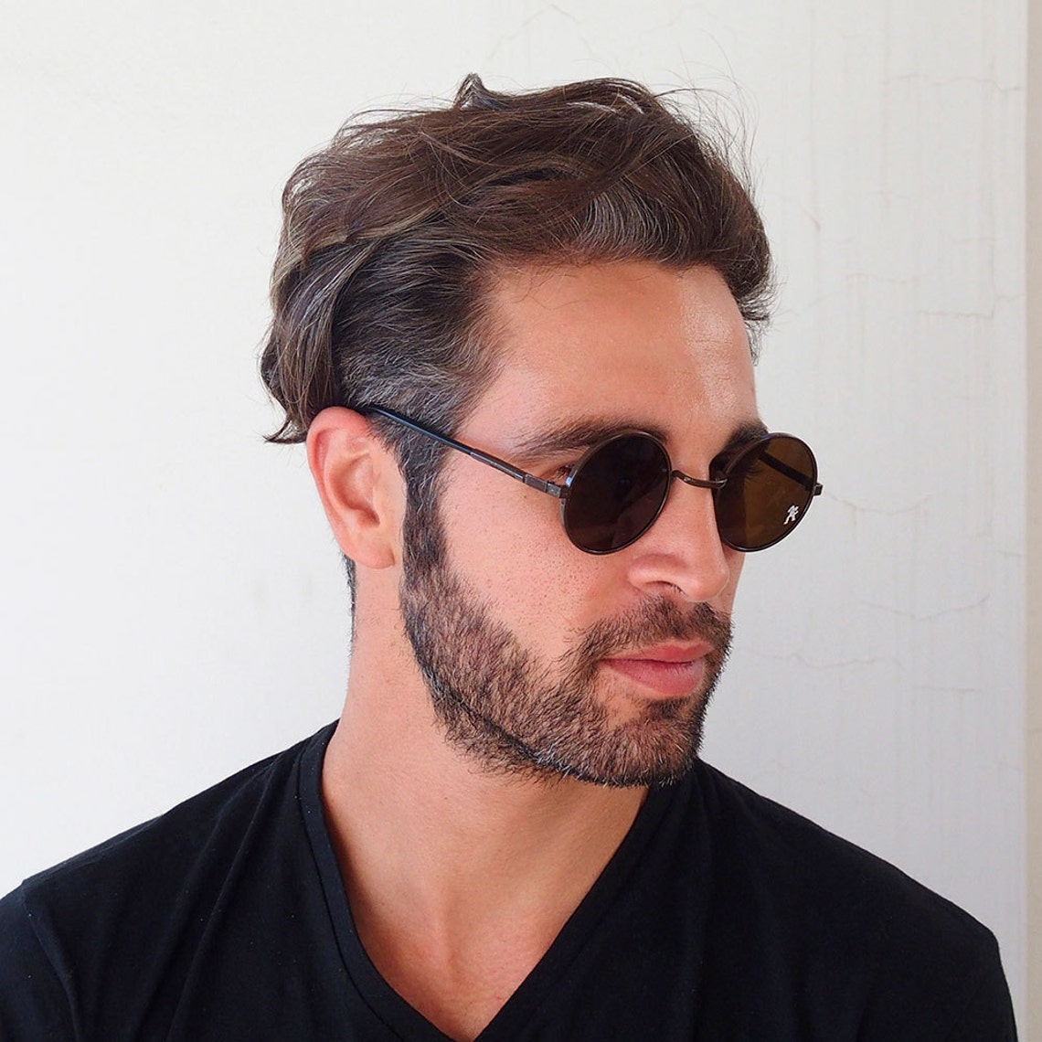 Round Sunglasses Brown Metal Frame Brown Lens Vintage High Tek Junior NOS 1990s - Etsy