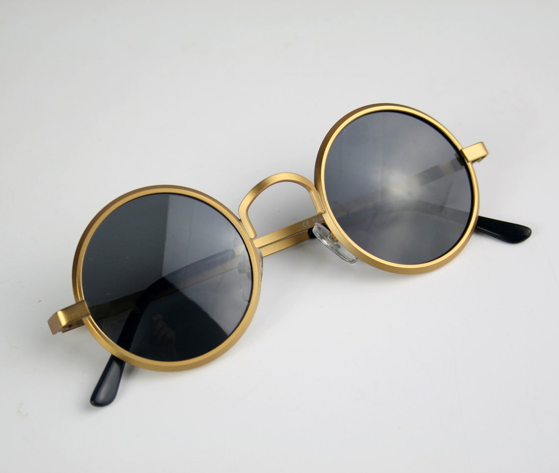 Round Sunglasses Gold Vintage Retro Unisex Steampunk Goth - Etsy