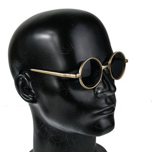 Vintage Round Steampunk Sunglasses Small Round Gold Sunglasses Retro ...