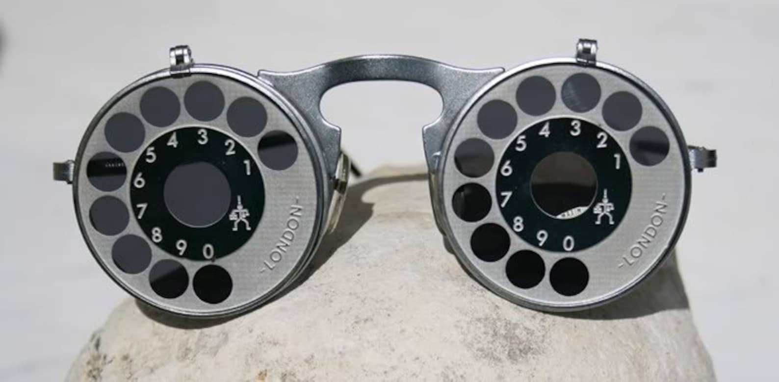 Round Flip up Sunglasses, Telephone Dial Flip Ups, Vintage Hi Tek ...