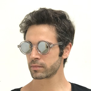 Unisex Round Sunglasses Clear Plastic Frame Lens Retro Goth Steampunk ...