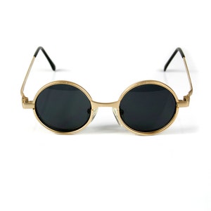 Vintage Round Steampunk Sunglasses Small Round Gold Sunglasses Retro ...