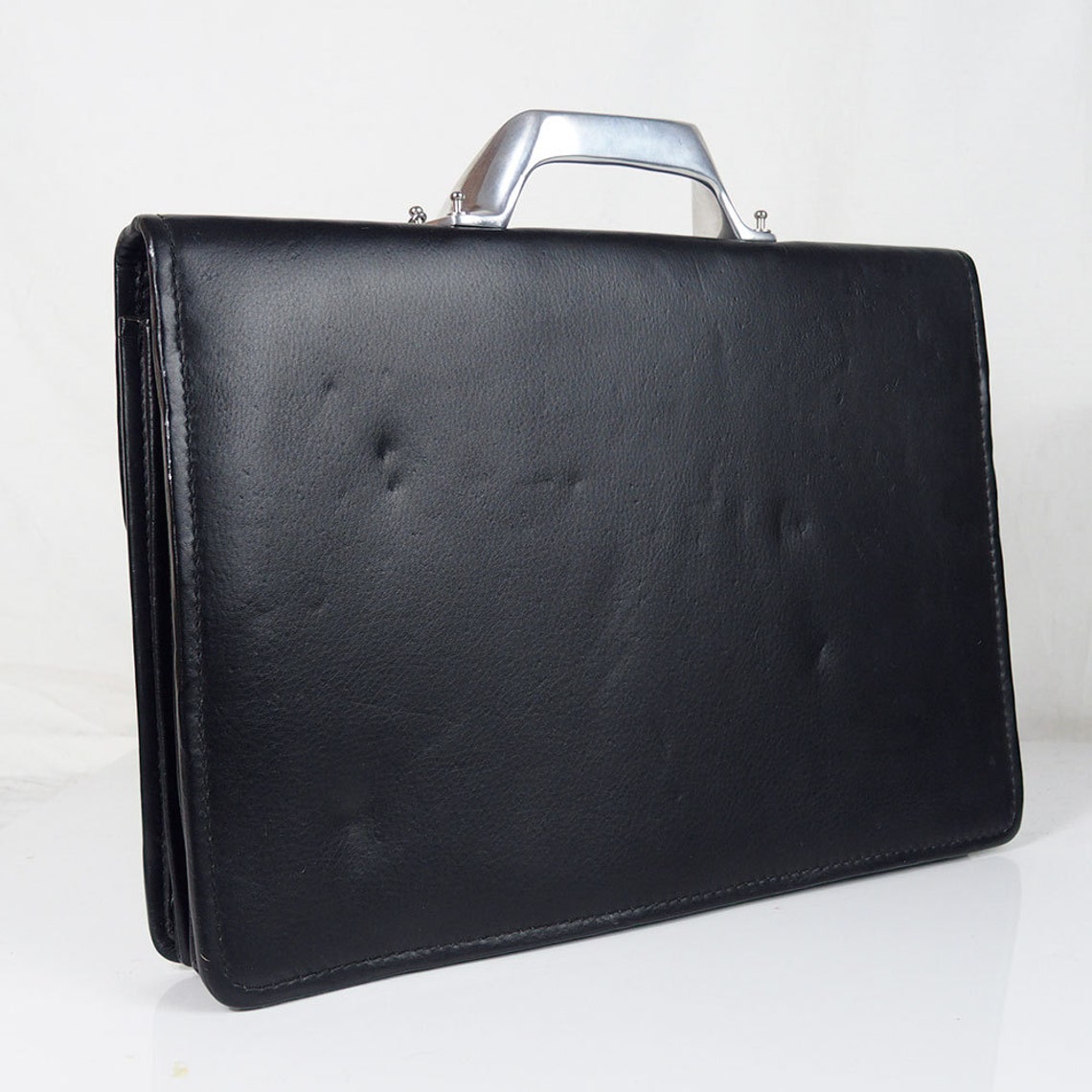 Vintage industrial futuristic leather briefcase with aluminium | Etsy