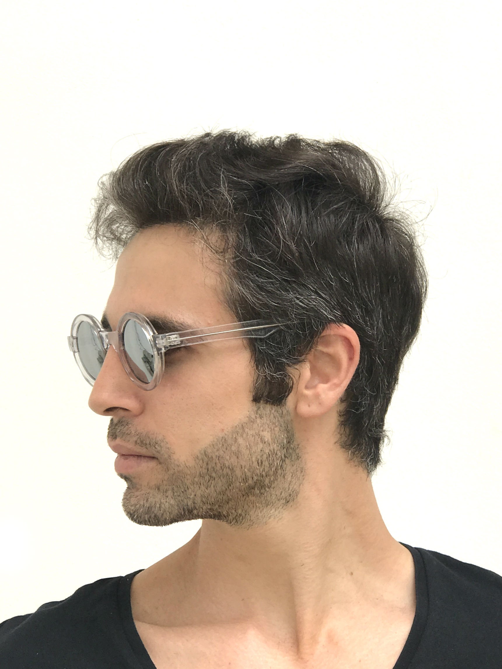 Unisex Round Sunglasses Clear Plastic Frame Lens Retro Goth - Etsy