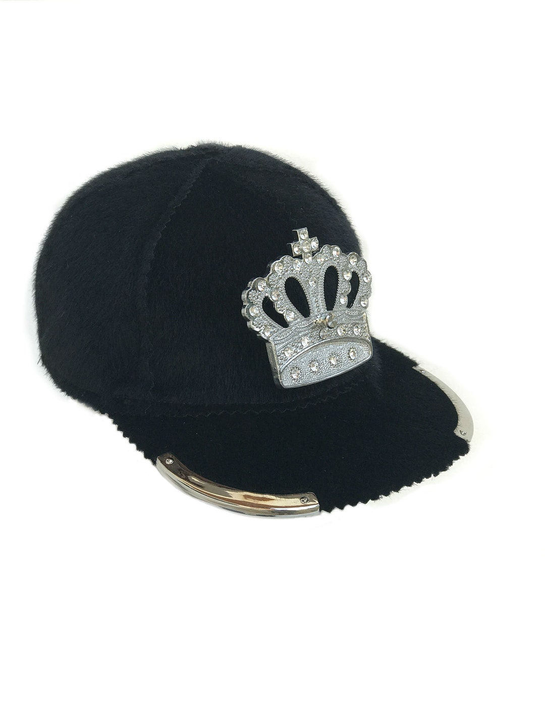 Crown Baseball Cap, Black Cap With Metal Crown With Rhinestones, Bling ...