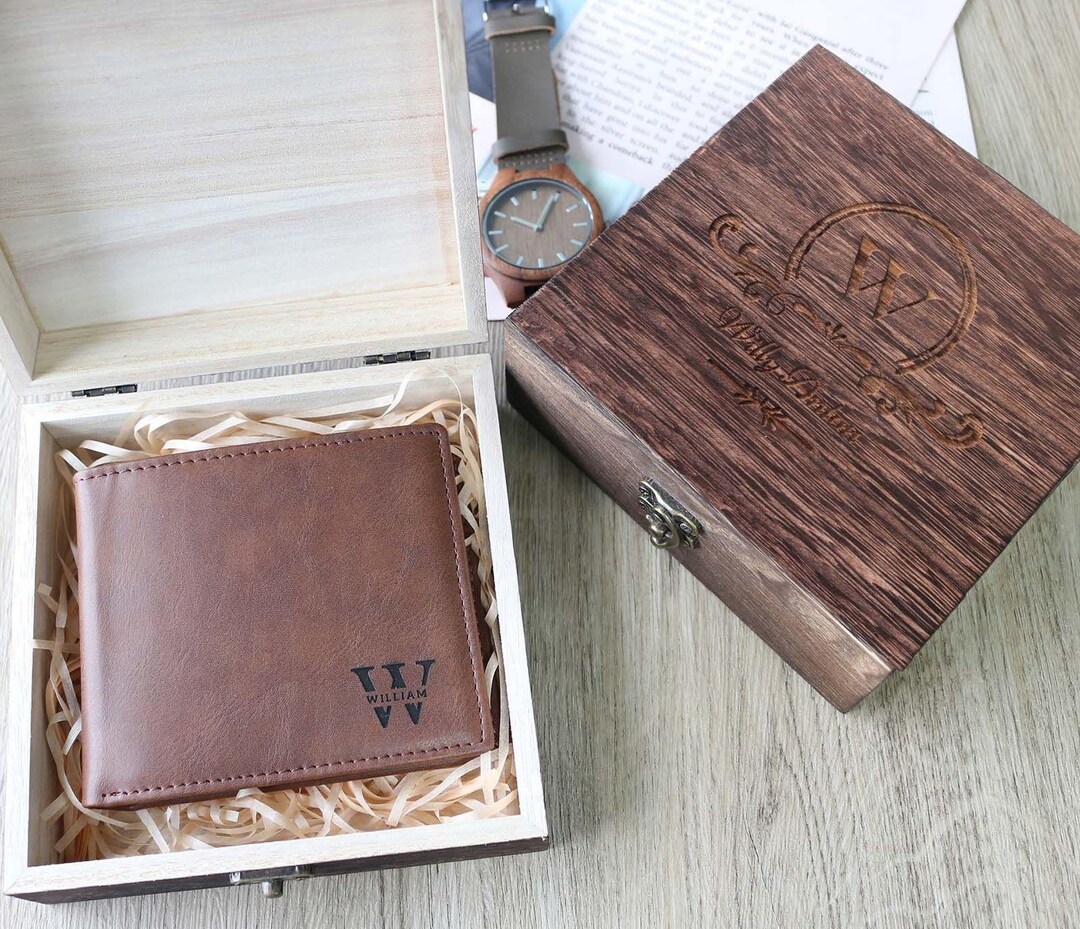 Laser Engraving Wallet Retro PU Leather Men's Wallet Personalized ...