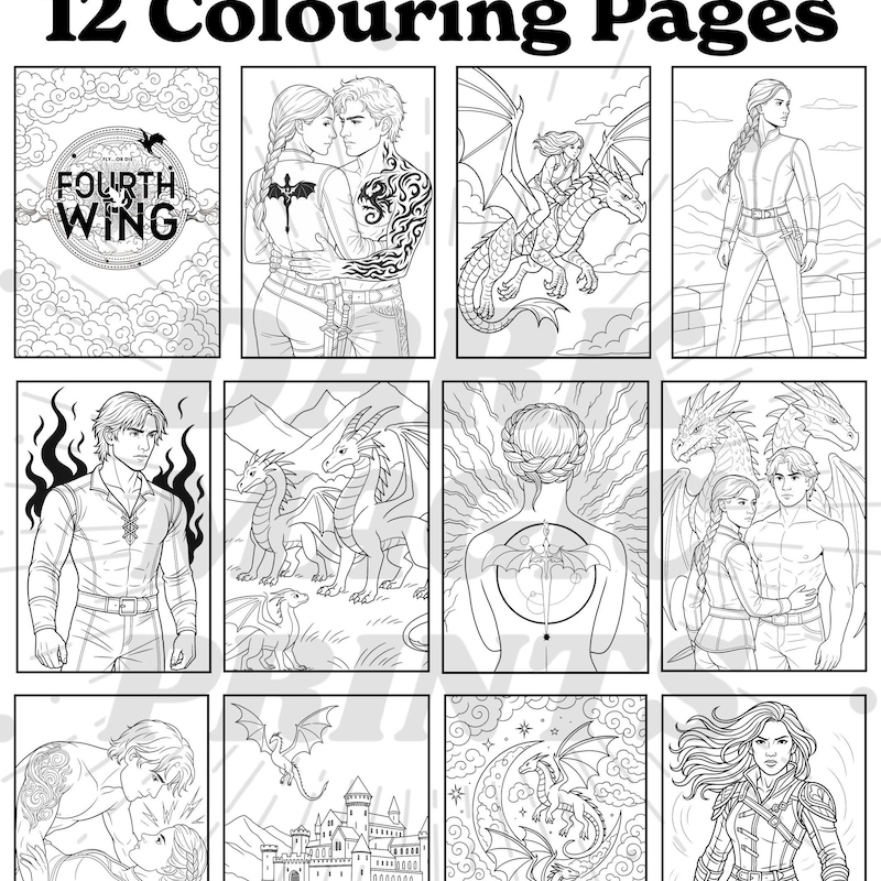 Fourth Wing Coloring Pages - Etsy