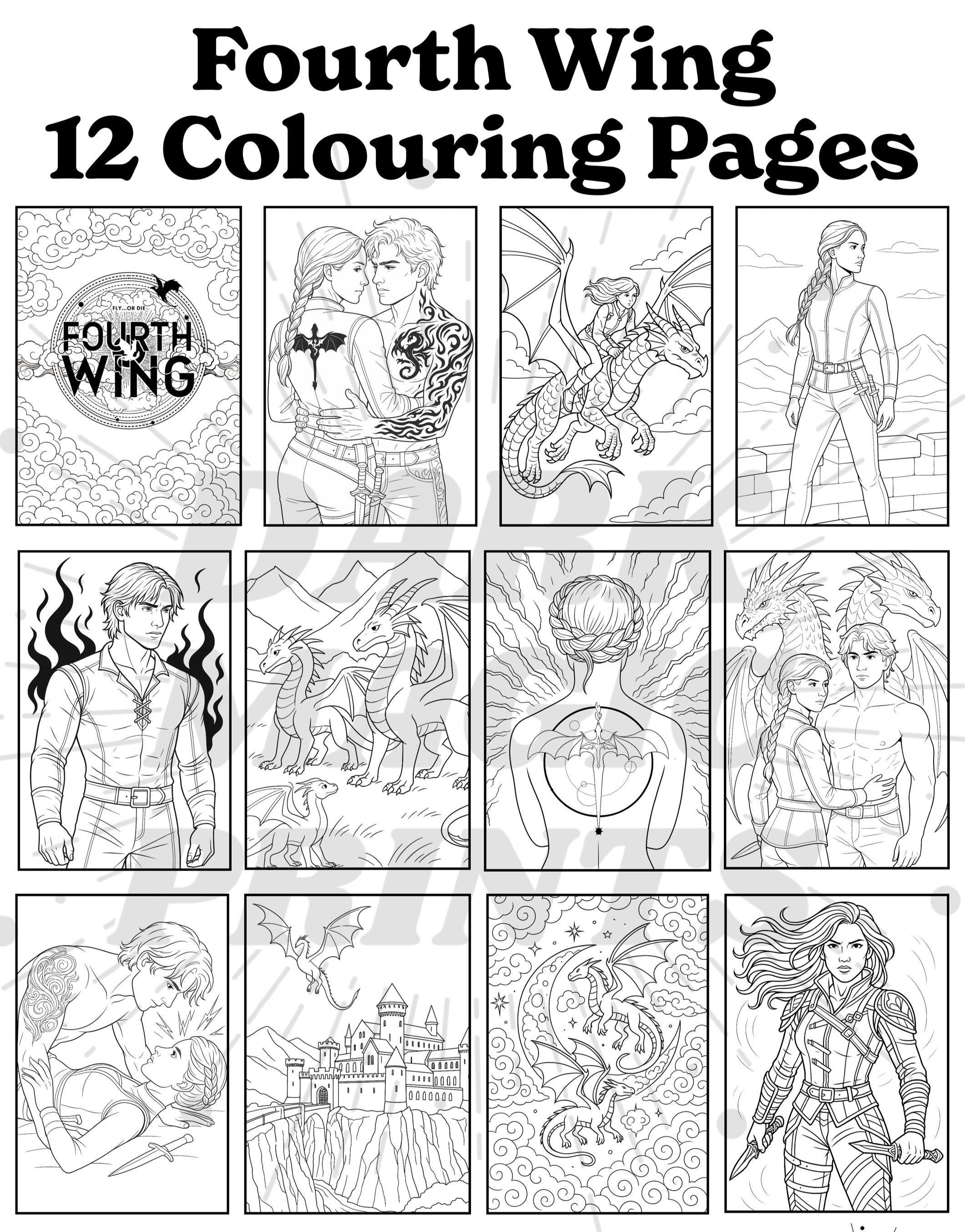 Fourth Wing Colouring Pages | 12 Pages | Instant Digital Download ...