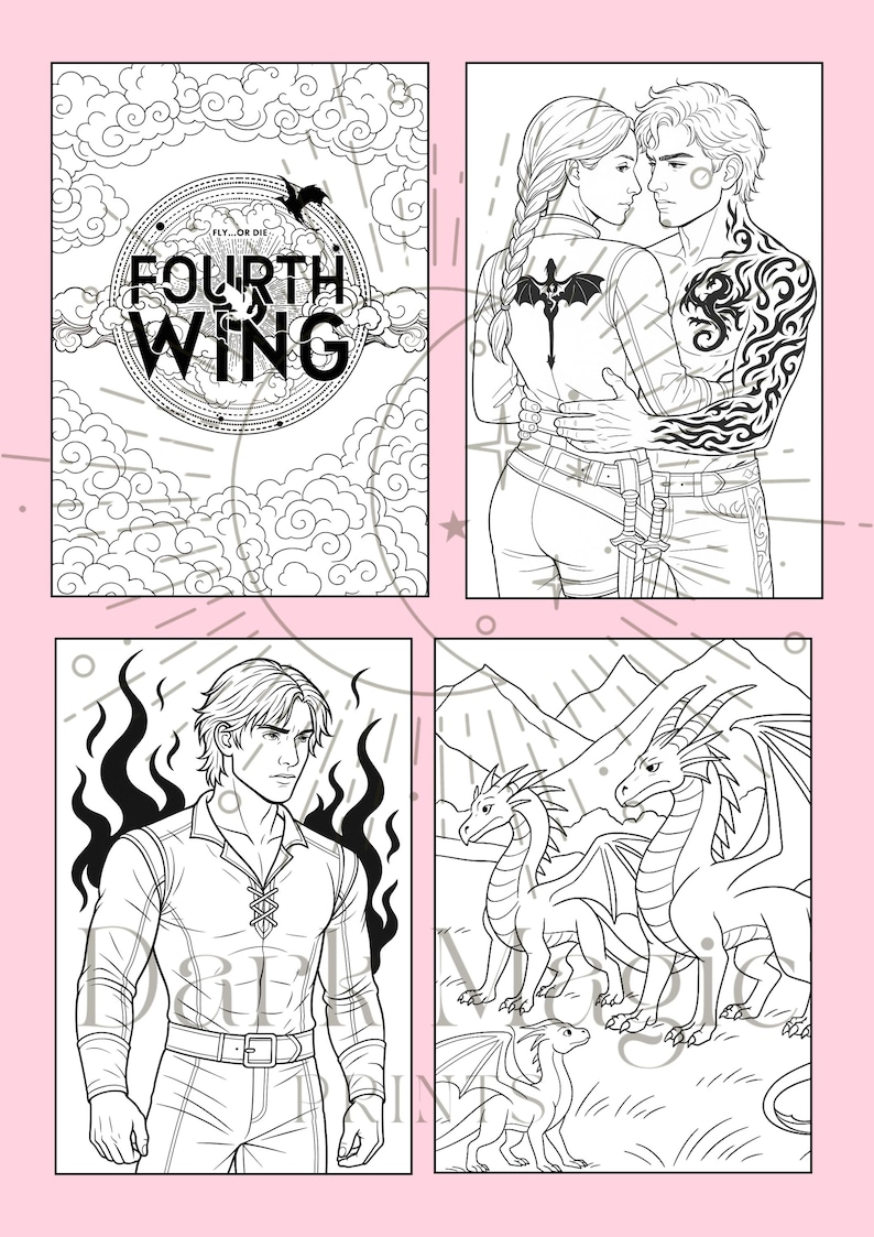 Fourth Wing Colouring Pages | 12 Pages | Instant Digital Download ...
