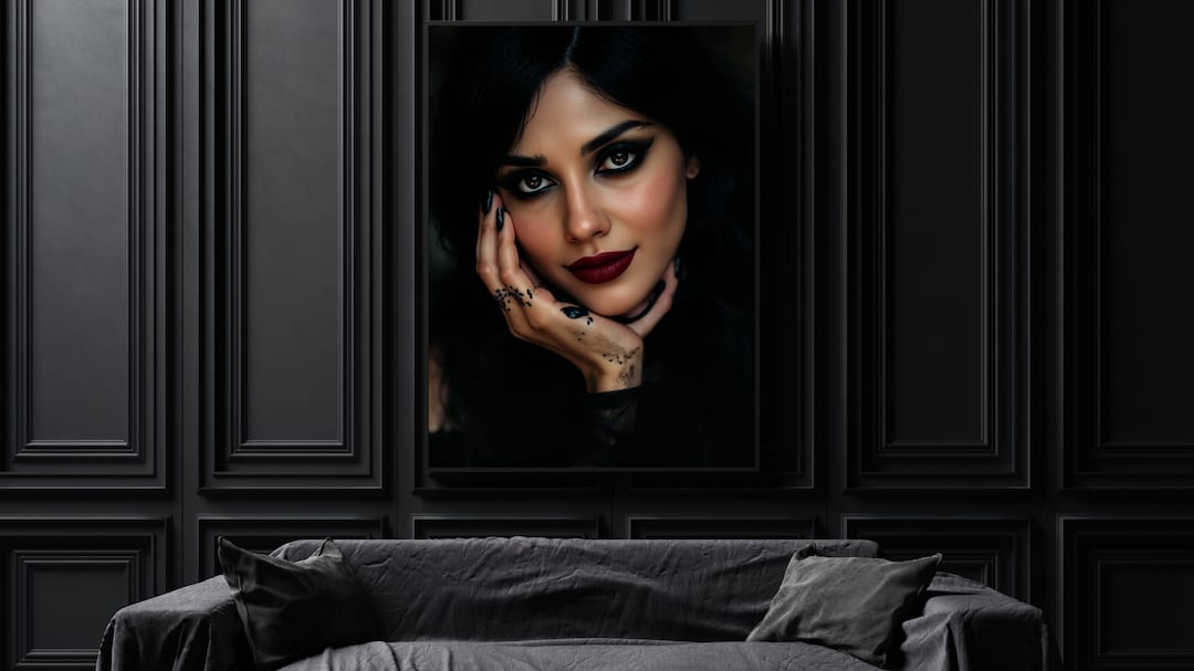 Dark Inked Muse – Gothic Woman Portrait | Digital AI Art Print | Black ...