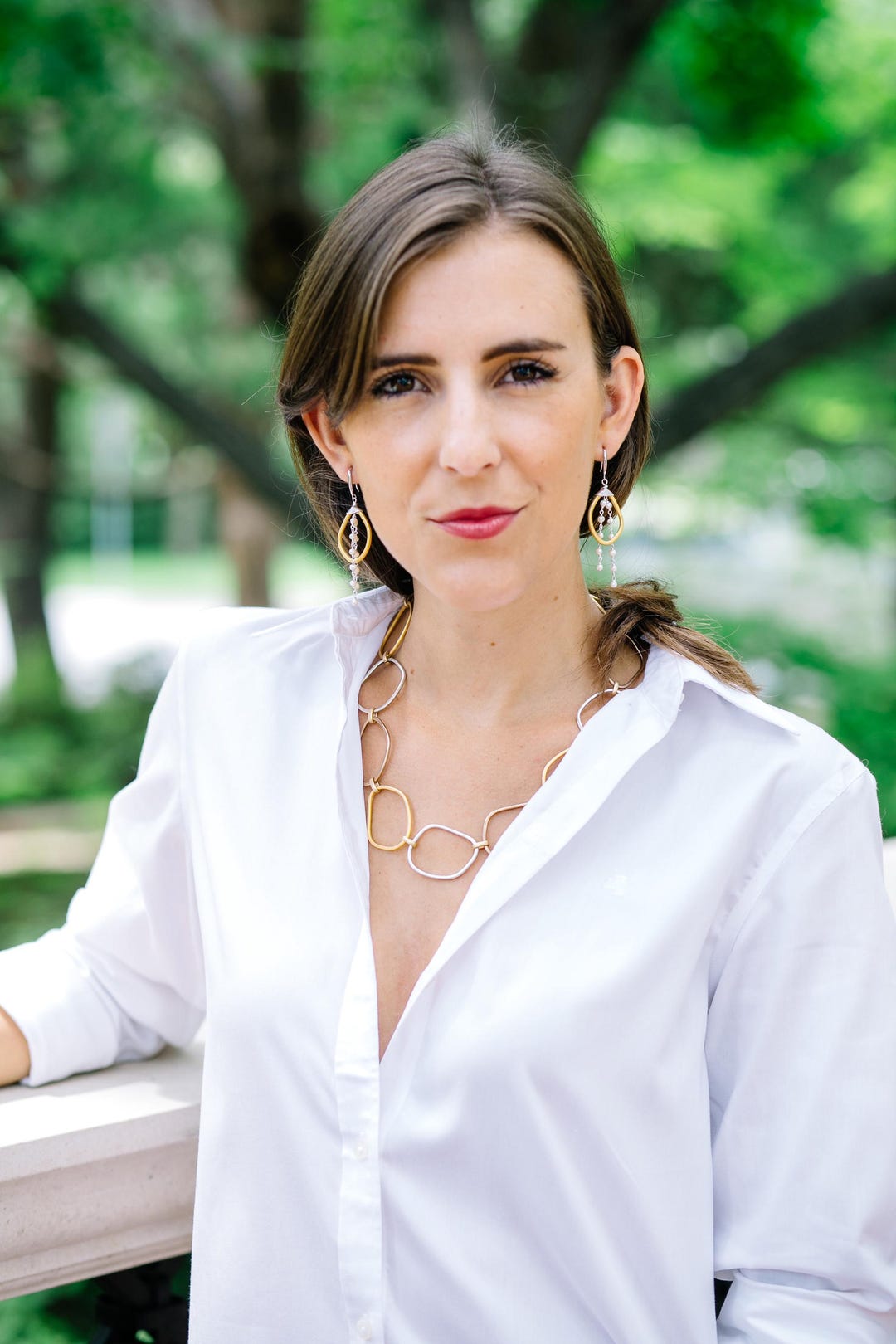 Gold Plated Abstract Statement Necklace, Mixed Metal Chain Link - Etsy