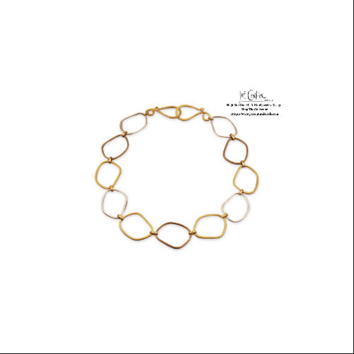 Gold Plated Abstract Statement Necklace, Mixed Metal Chain Link - Etsy