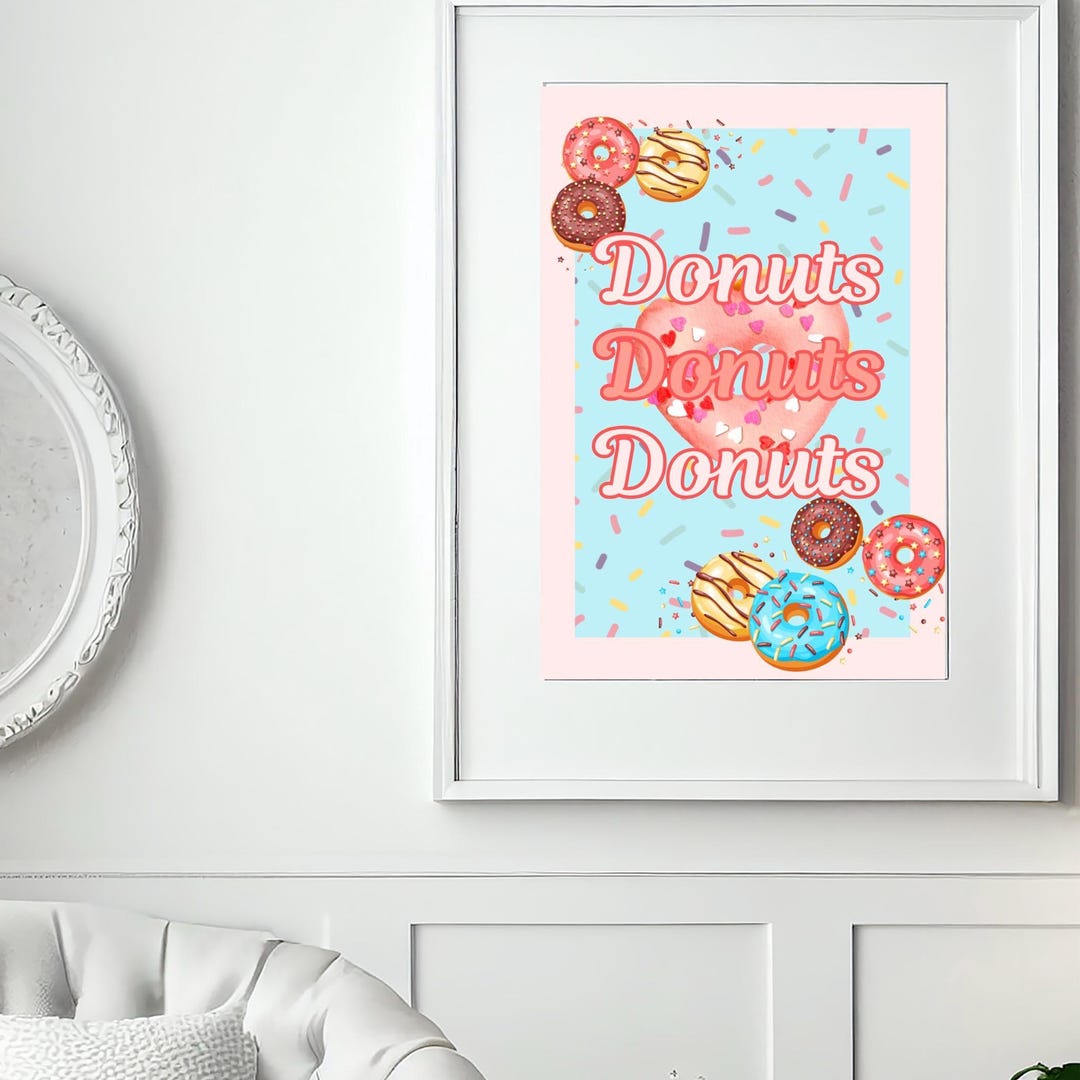 Pastel Donut-themed Digital Wall Art - "donut Donut Donut" Print ...