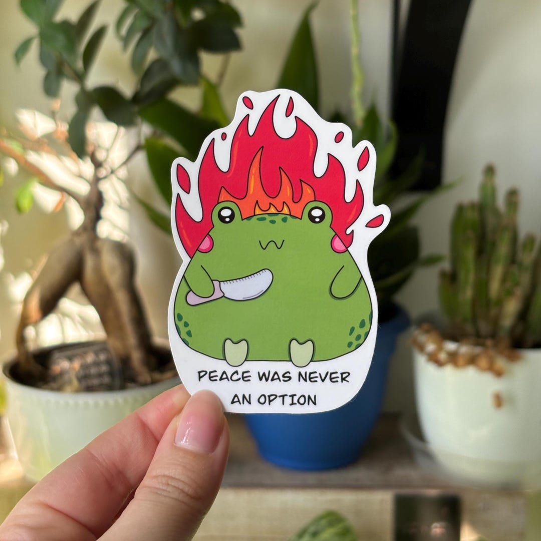 Peace Was Never an Option Frog Vinyl Sticker: Waterproof and Scratch ...