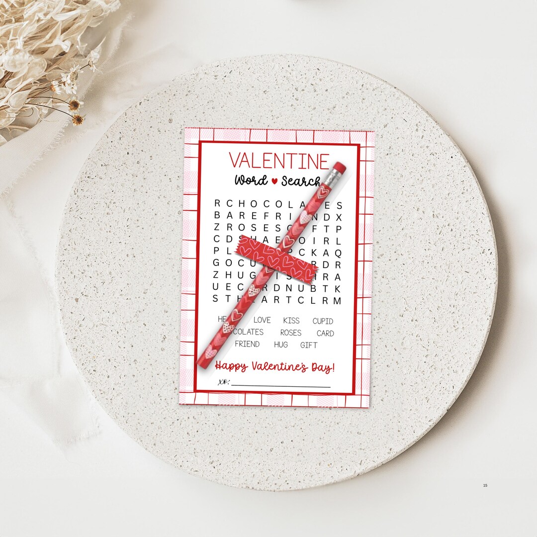 Valentine Day Word Search Card Printable, Valentine Game for Kids ...
