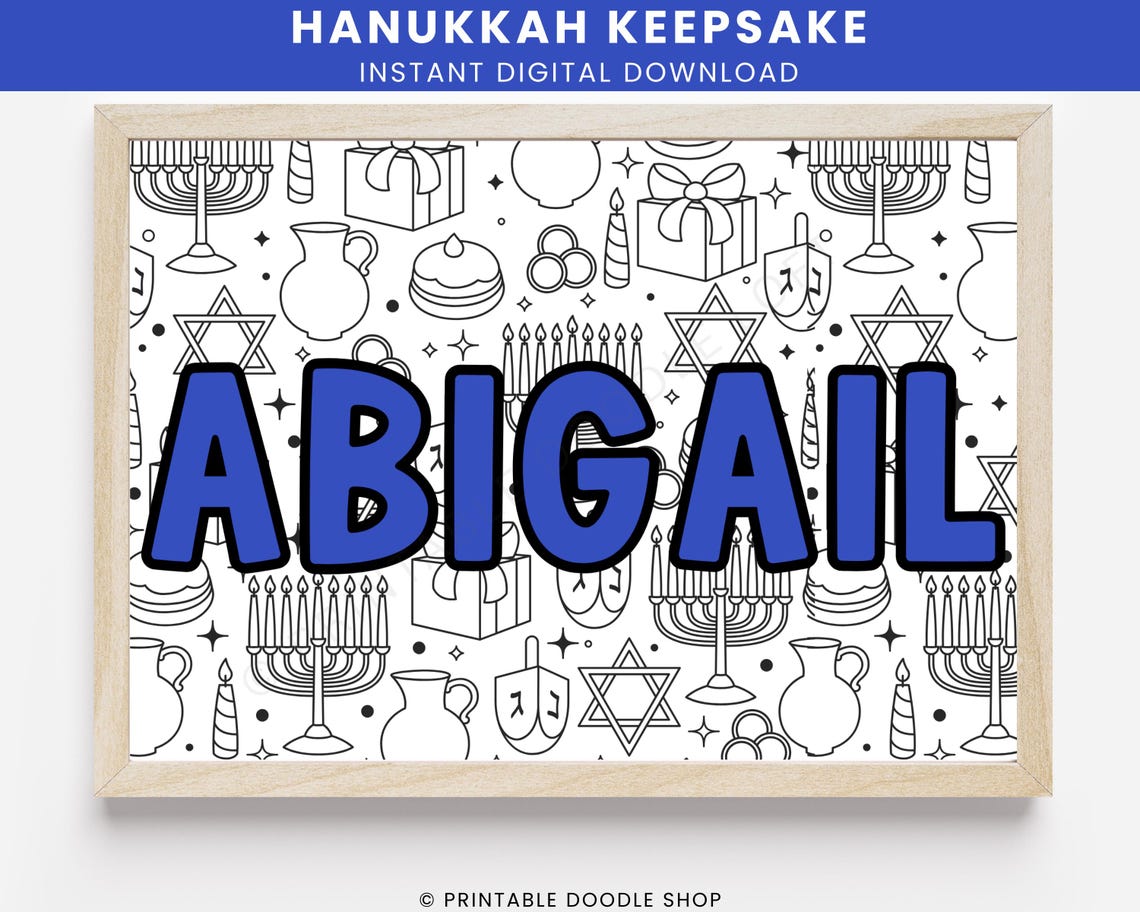 Personalized Hanukkah Coloring Page - Editable Chanukah Activity ...