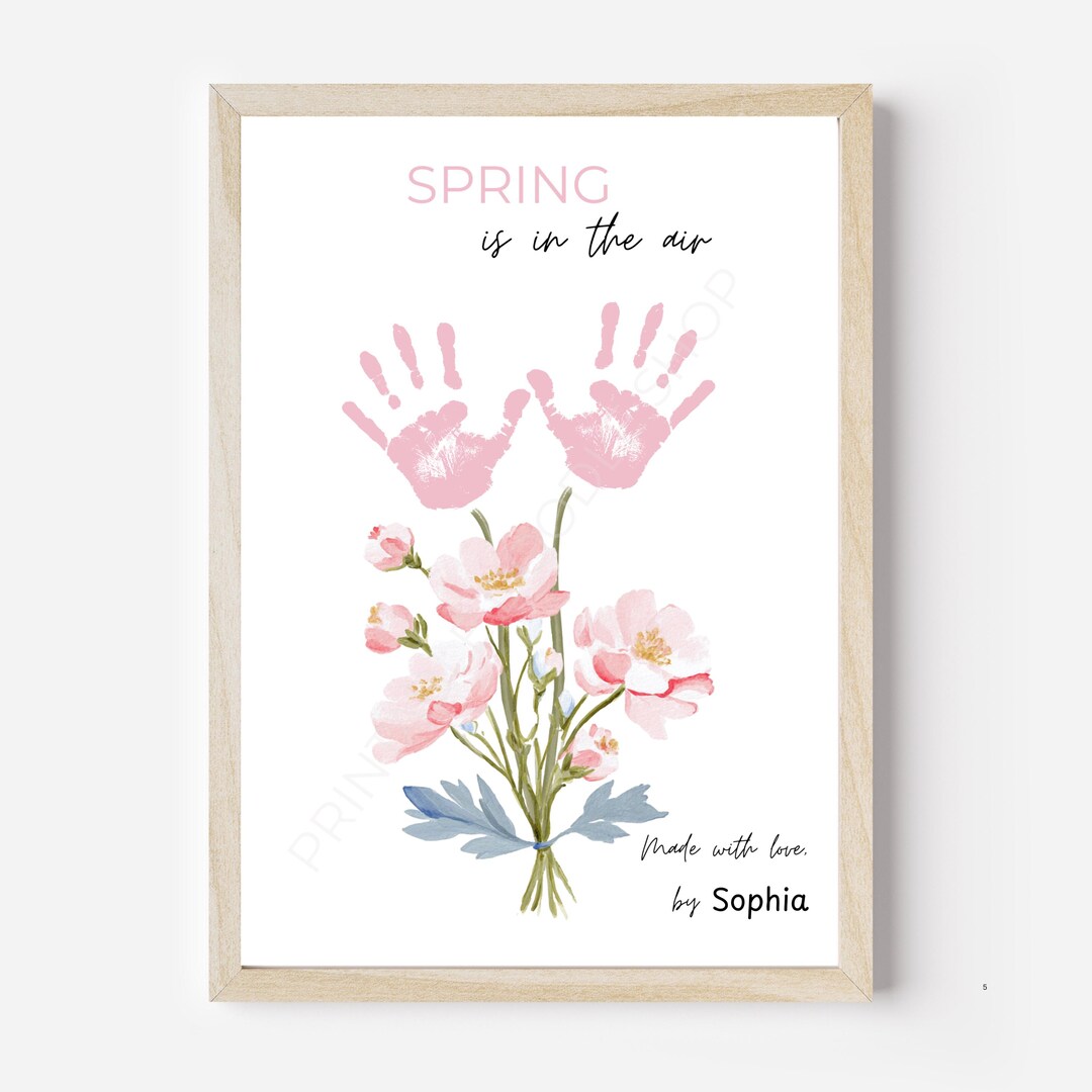 Preschool Craft, Kids Spring is in the Air Handprint Printable Keepsake ...