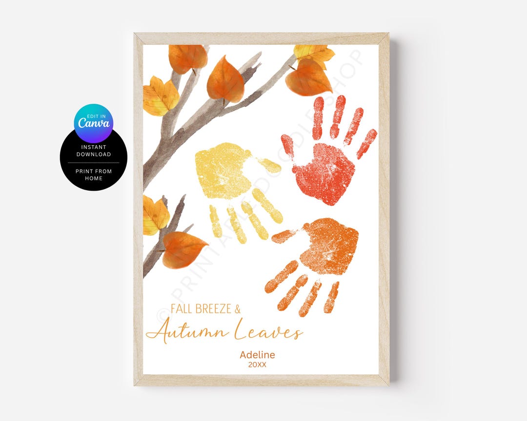 Fall Leaves Handprint Art Printable - Autumn Tree Craft Template for ...