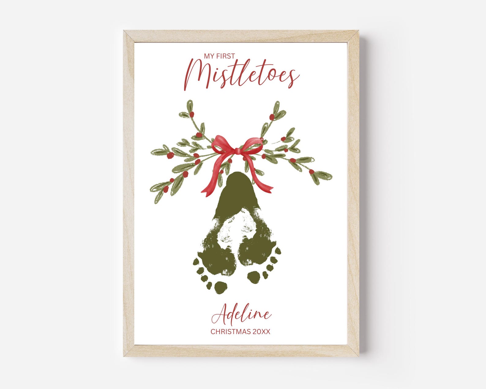 Baby First Christmas Mistletoe Footprint Art Keepsake Printable Holiday ...