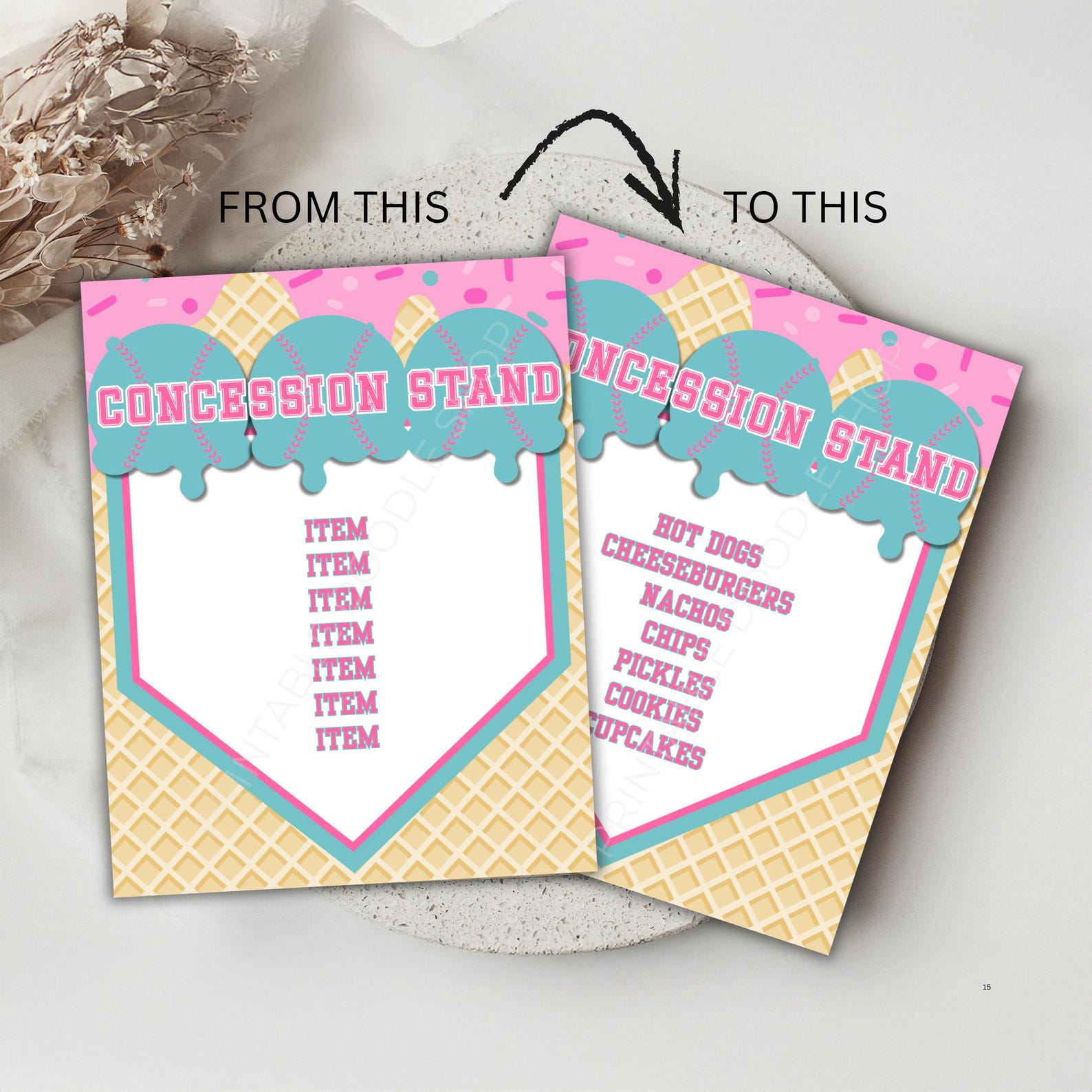 Baseball Drip Birthday Party Food Menu, Baseball Theme Concession Stand ...