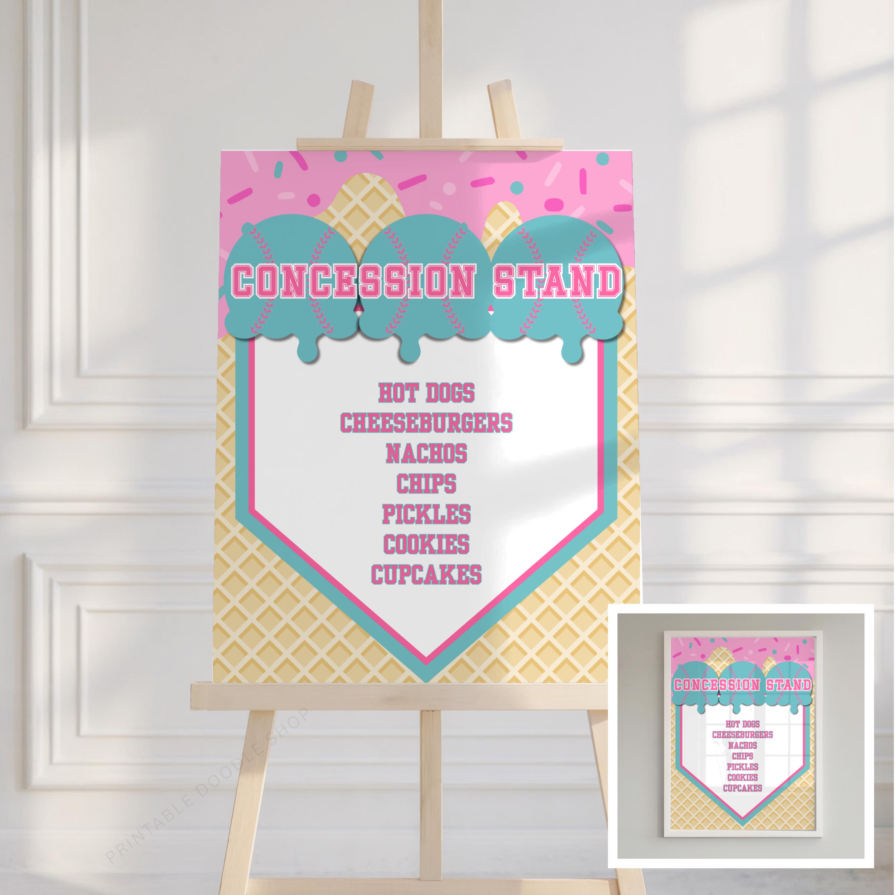 Baseball Drip Birthday Party Food Menu, Baseball Theme Concession Stand ...