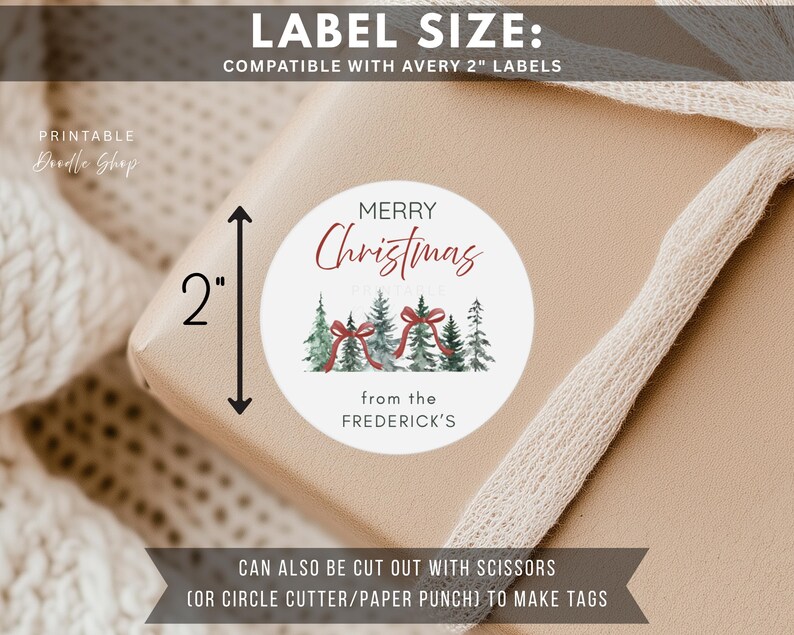 Personalized Christmas Sticker Label Template, Print on Avery Labels 2 ...