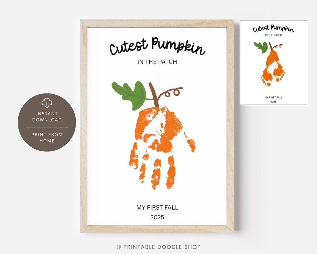 Pumpkin Handprint Art Printable, Cutest Pumpkin in the Patch Art Craft ...