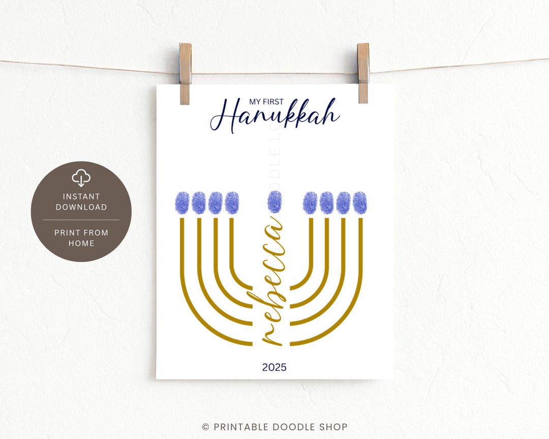 My First Hanukkah Handprint Art Printable, Preschool Toddler Chanukah ...
