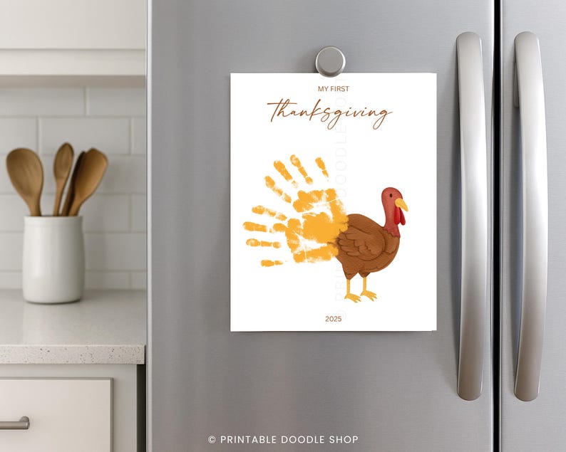 Thankful Turkey Handprint Art Printable - Thanksgiving Craft Activity ...