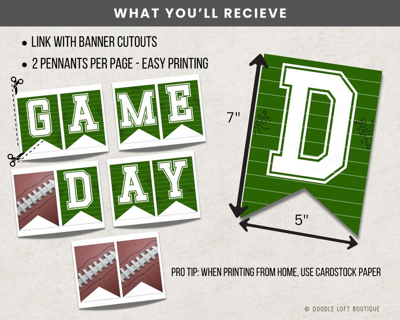 Football Game Day Banner, Printable Football Birthday Decoration, DIY ...