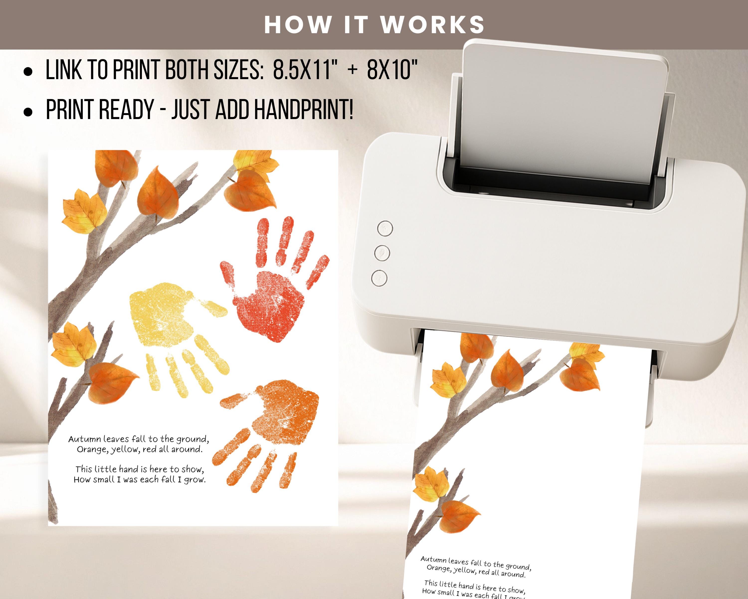 Fall Leaves Handprint Art Printable, Preschool Fall Craft, Thanksgiving ...