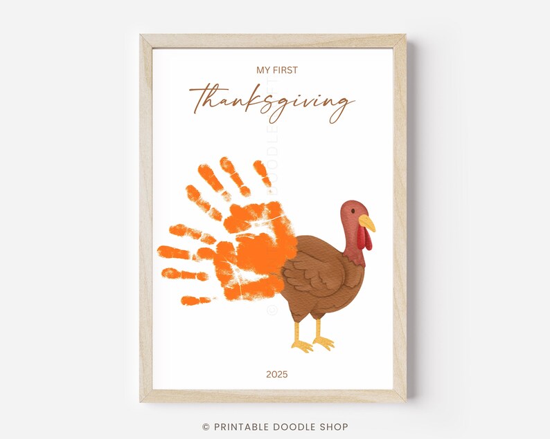 Thankful Turkey Handprint Art Printable - Thanksgiving Craft Activity ...