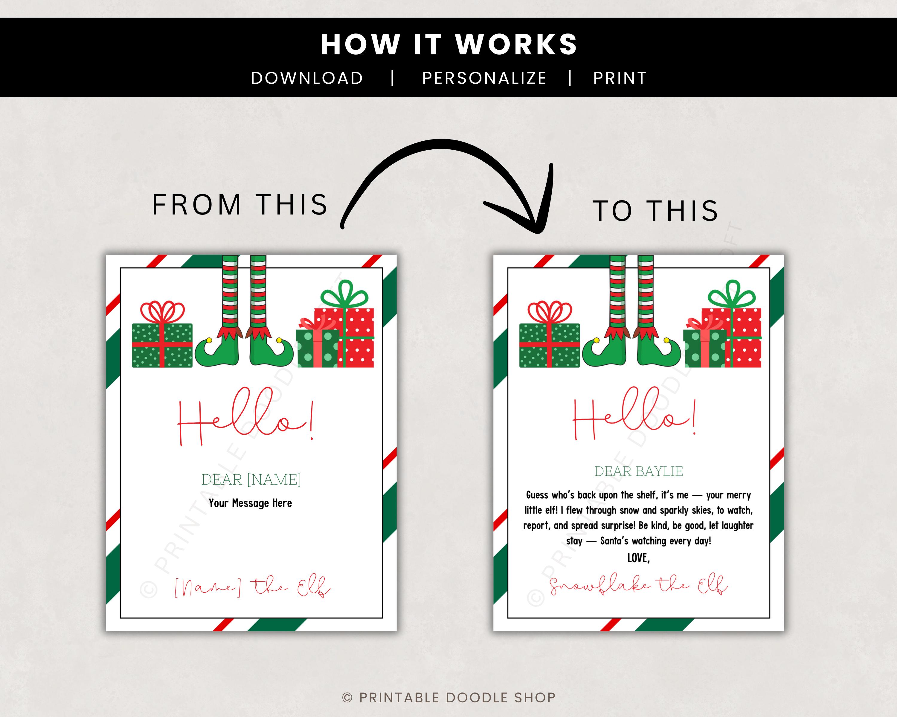 Editable Elf Note Printable Template | Personalized Santa Letter PDF ...