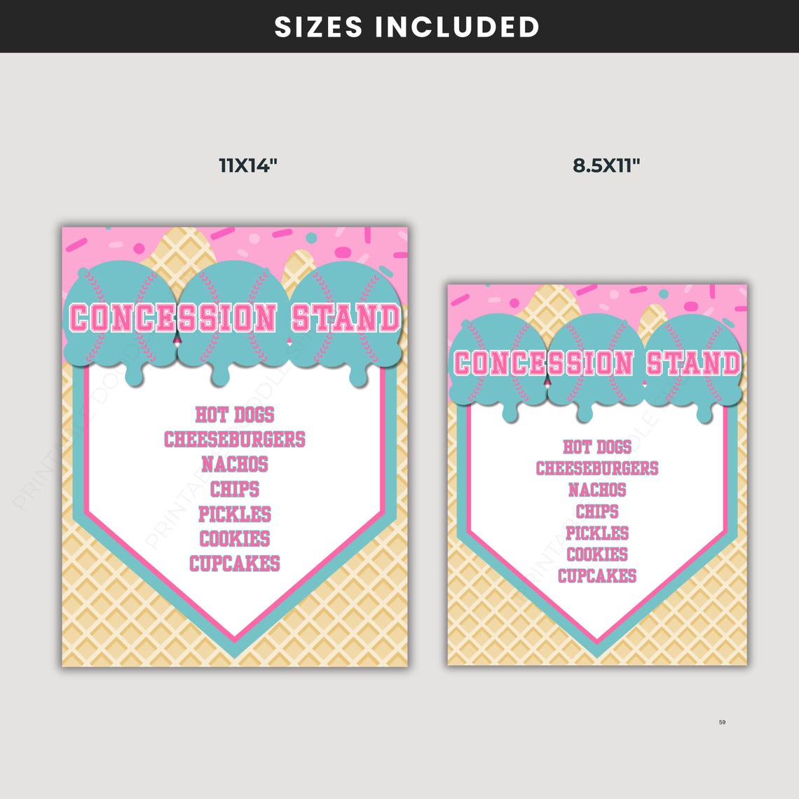 Baseball Drip Birthday Party Food Menu, Baseball Theme Concession Stand ...