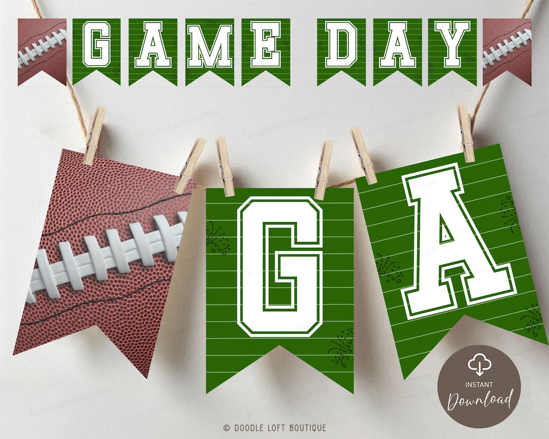 Football Game Day Banner, Printable Football Birthday Decoration, DIY ...
